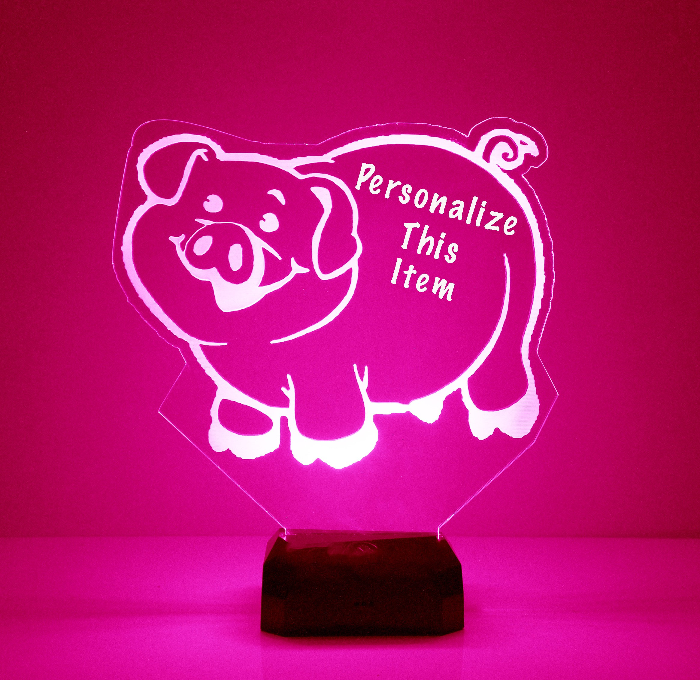 Pig Night Light, Personalized Free, LED Night Lamp, With Remote Control ...