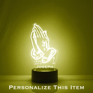 Praying Hands Night Light, Personalized Free, LED Night Lamp, With ...
