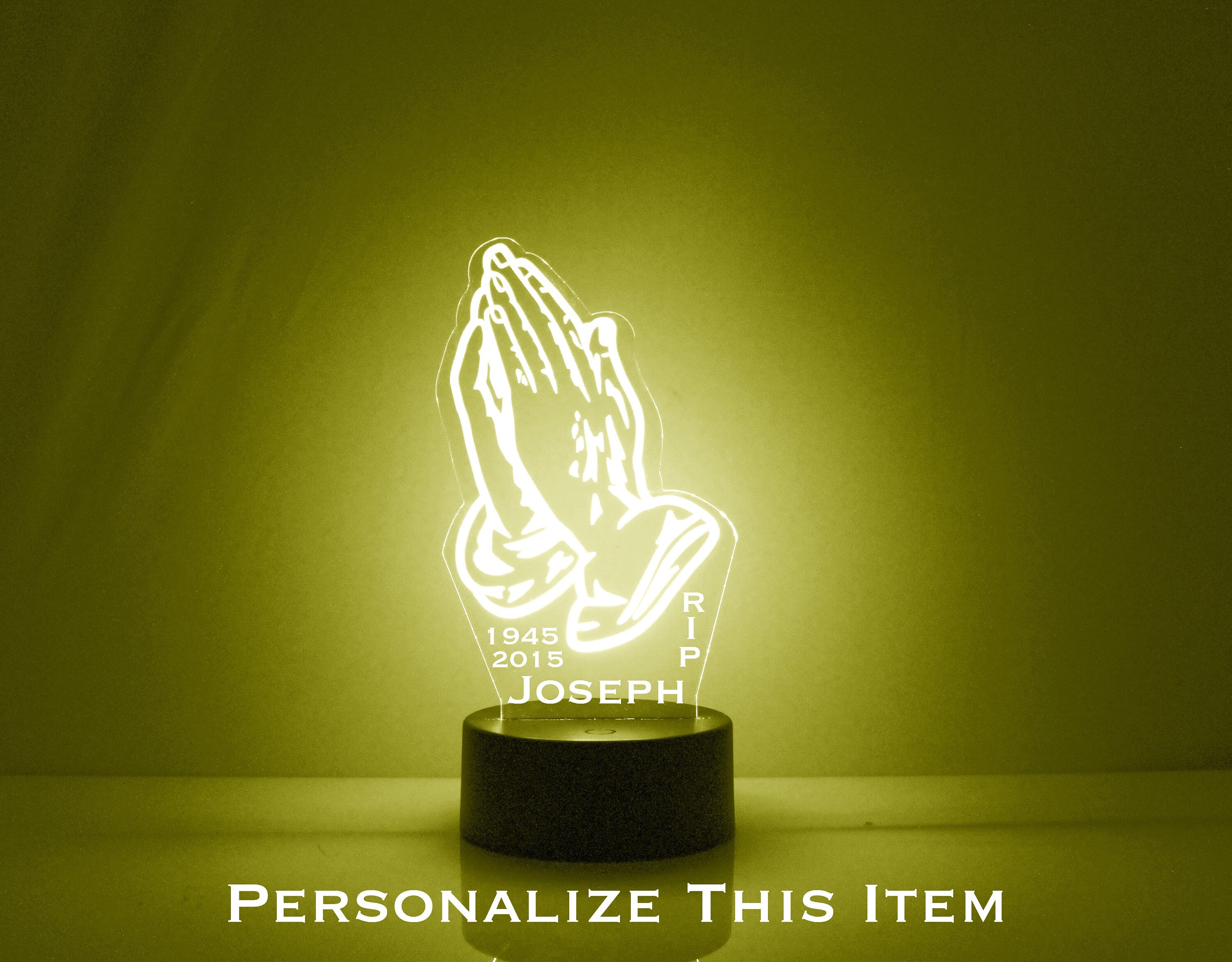 Praying Hands Night Light Personalized Free LED Night Lamp | Etsy