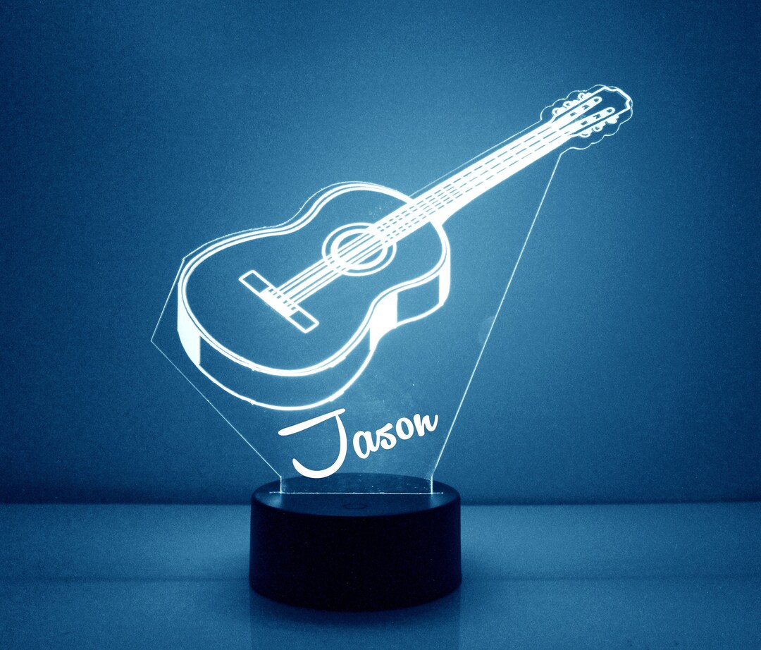 Guitar Night Light, Personalized Free, LED Night Lamp, With Remote ...