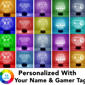 Video Game Controller Night Light, Personalized Free, LED Night Lamp ...