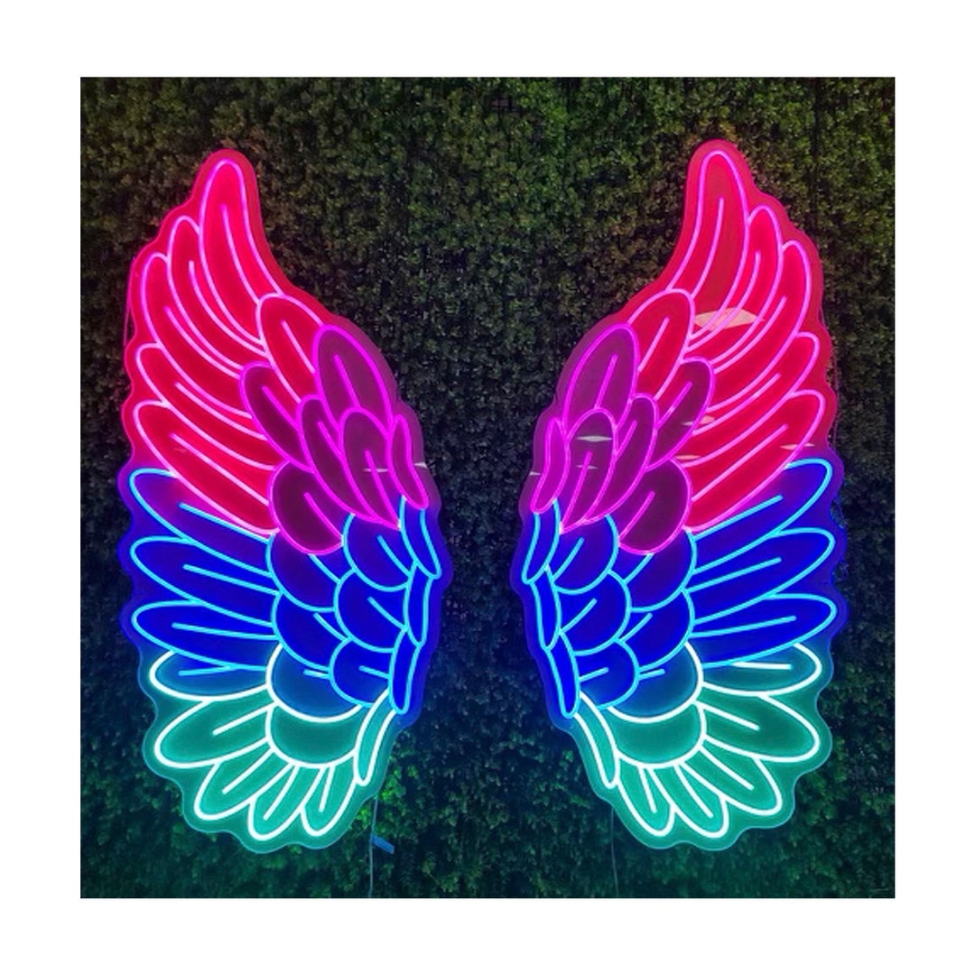 Custom Made Neon Glow Angel Wings Wall Art - Create Your Own - Sweet 16 ...