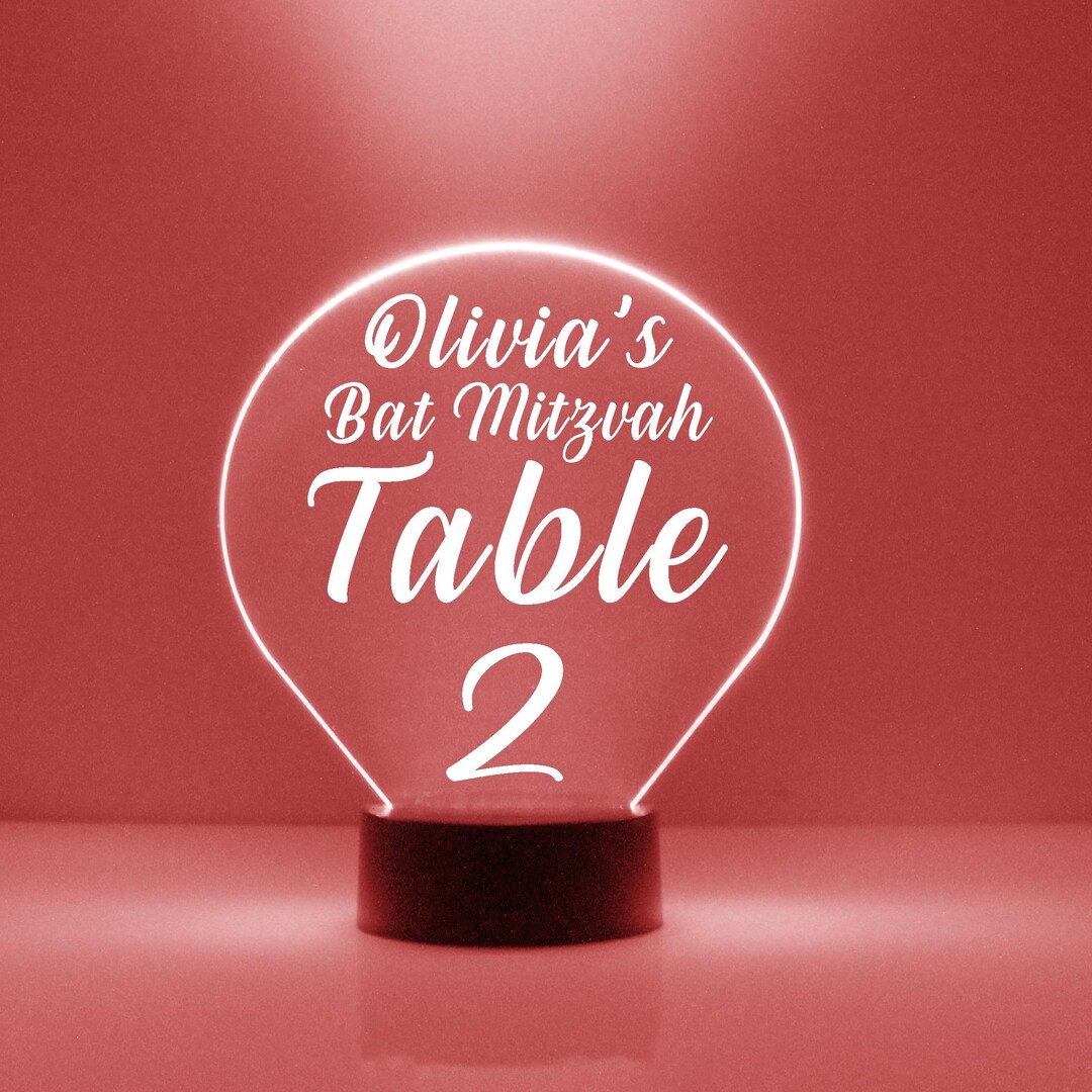 Acrylic LED Light up Table Numbers With Your Own Logo - Sweet 16 ...