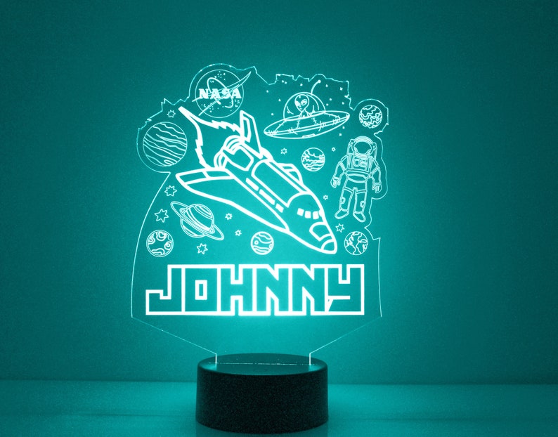Rocket Ship Space Theme Night Light Personalized Free LED - Etsy