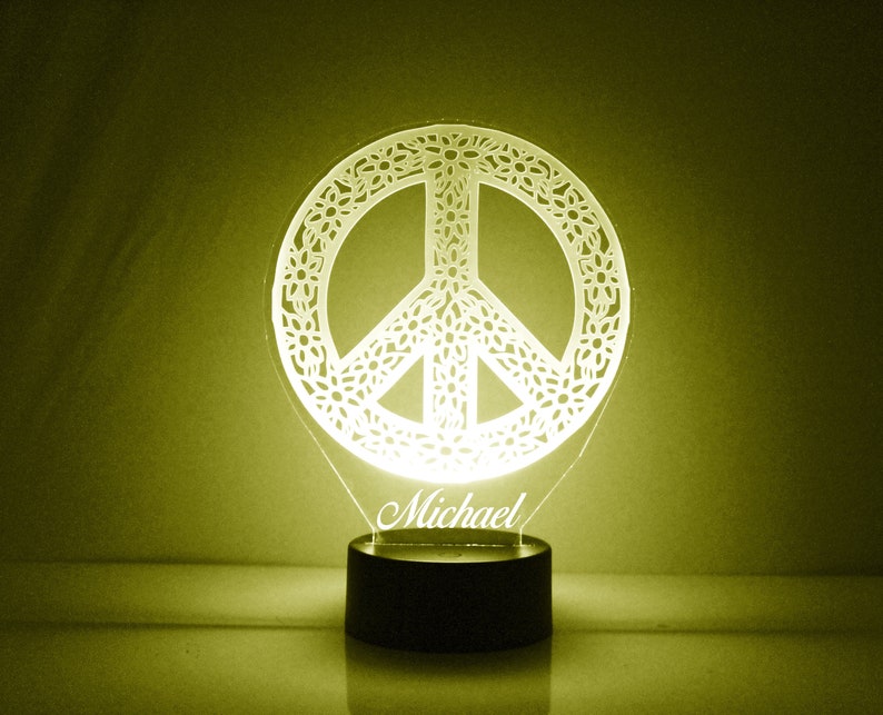 Peace Sign Night Light Personalized Free LED Night Lamp - Etsy
