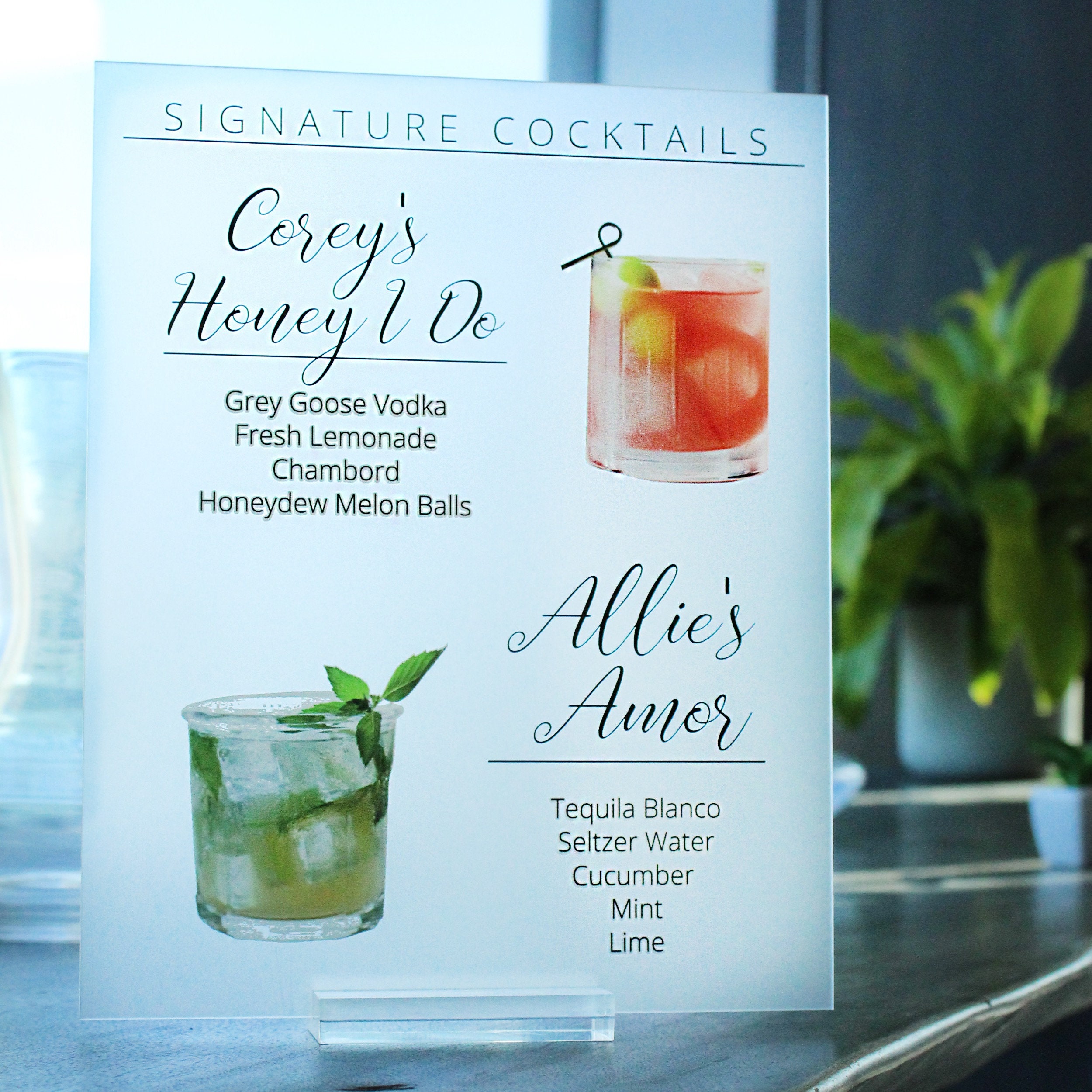 Custom Bar Menu, Bar Bat Mitzvah Event Décor, UV Printed Acrylic Menu ...