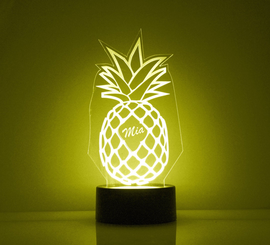Pineapple Night Light, Personalized Free, LED Night Lamp, With Remote ...