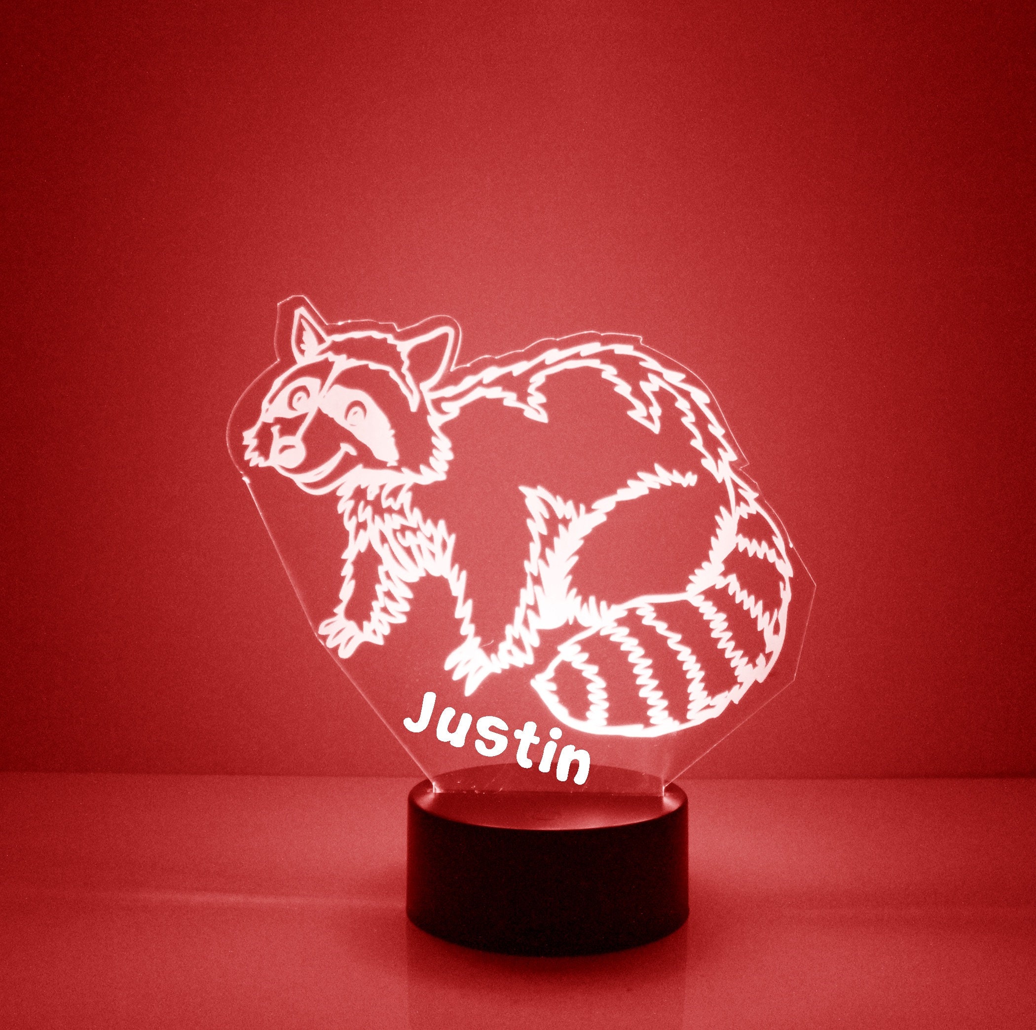 Raccoon Night Light Personalized Free LED Night Lamp With - Etsy