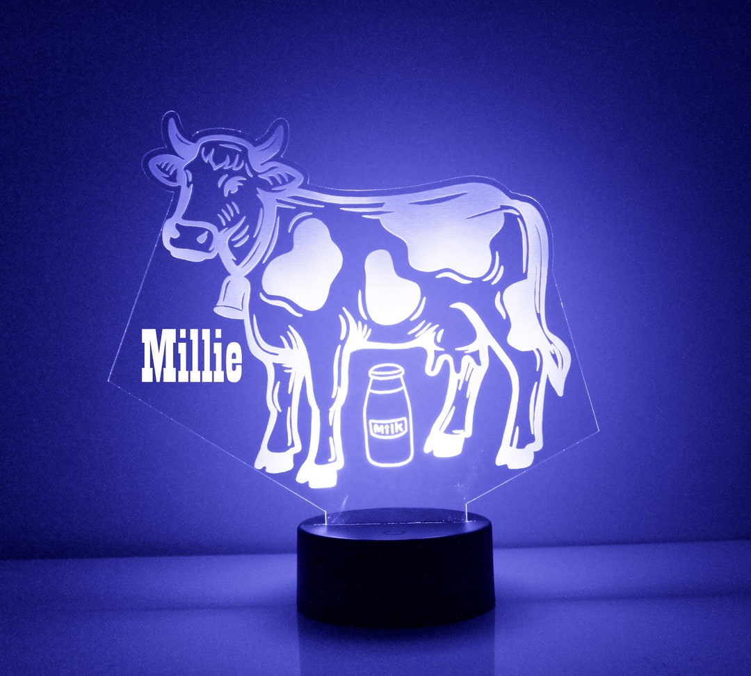 Cow Night Light, Personalized Free, LED Night Lamp, With Remote Control ...
