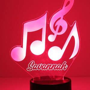 Music Notes Night Light, Personalized Free, LED Night Lamp, With Remote ...