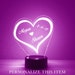 Heart Shape Night Light, Personalized Free, LED Night Lamp, With Remote ...