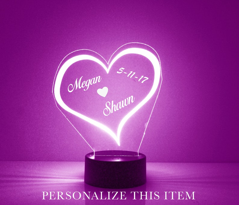 Heart Shape Night Light Personalized Free LED Night Lamp - Etsy