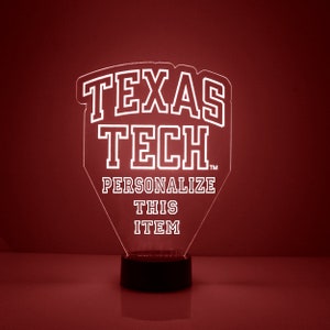 Texas Tech Red Raiders, Personalized Sports Fan Lamp, School Logo ...