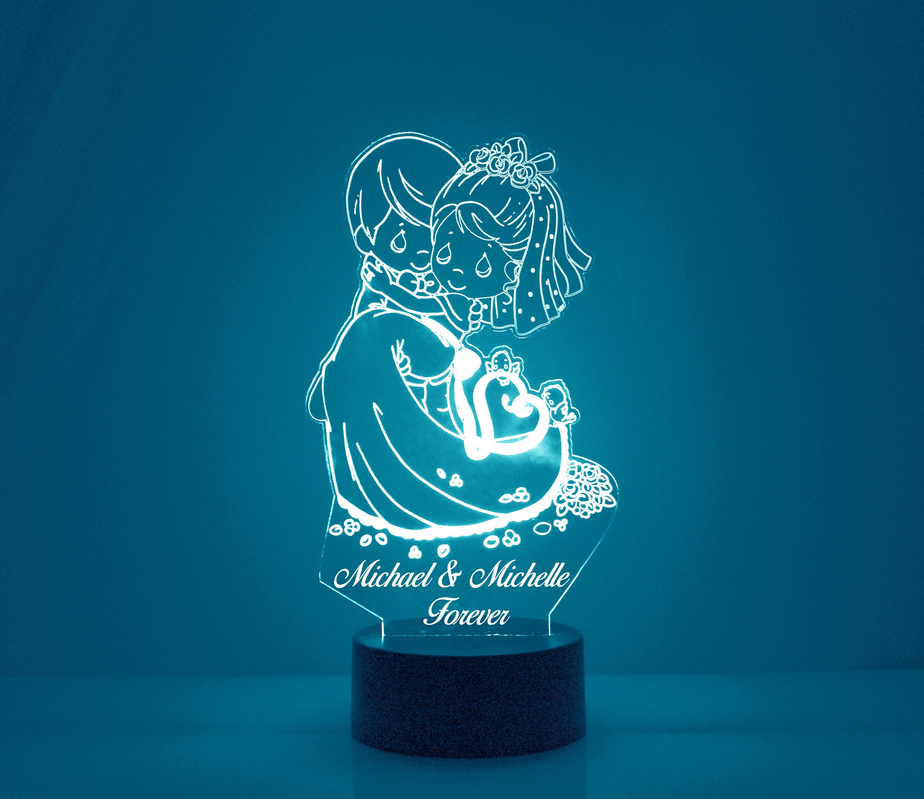 Precious Wedding Couple Night Light Personalized Free LED - Etsy
