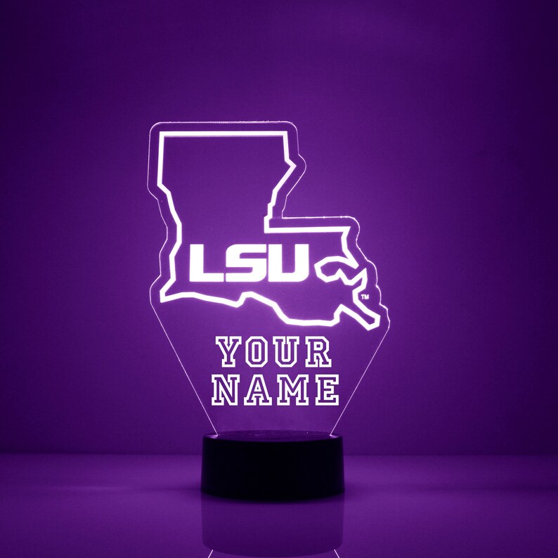 LSU Tigers School Logo, Personalized Sports Fan Lamp, Engraving, LSU ...