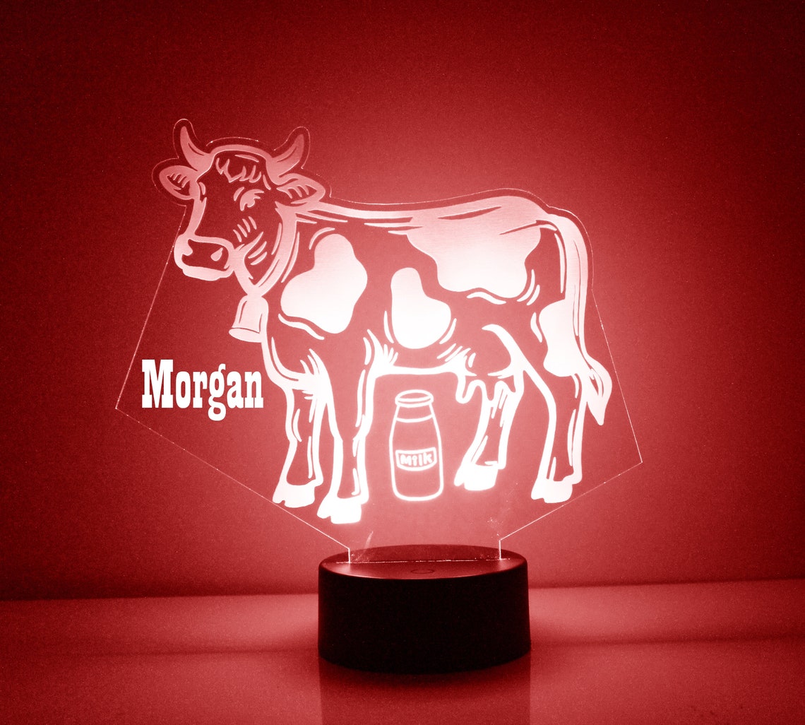 Cow Night Light Personalized Free LED Night Lamp With - Etsy