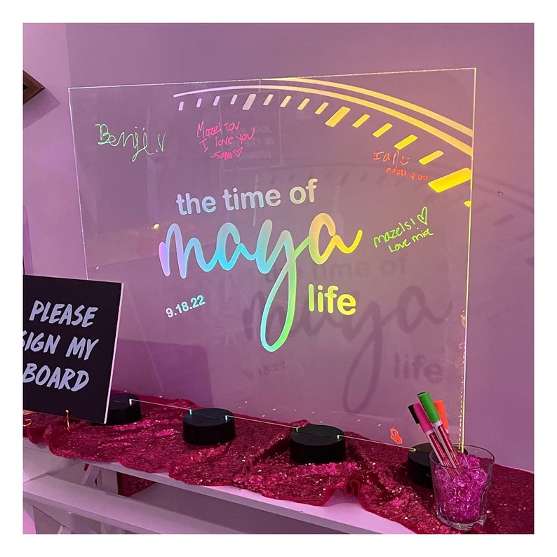 LED Neon Glow Bar/bat Mitzvah Sign in Board Laser Engraved - Etsy