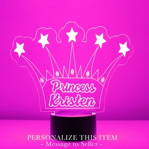 Princess Crown Night Light, Personalized Free, LED Night Lamp, With ...