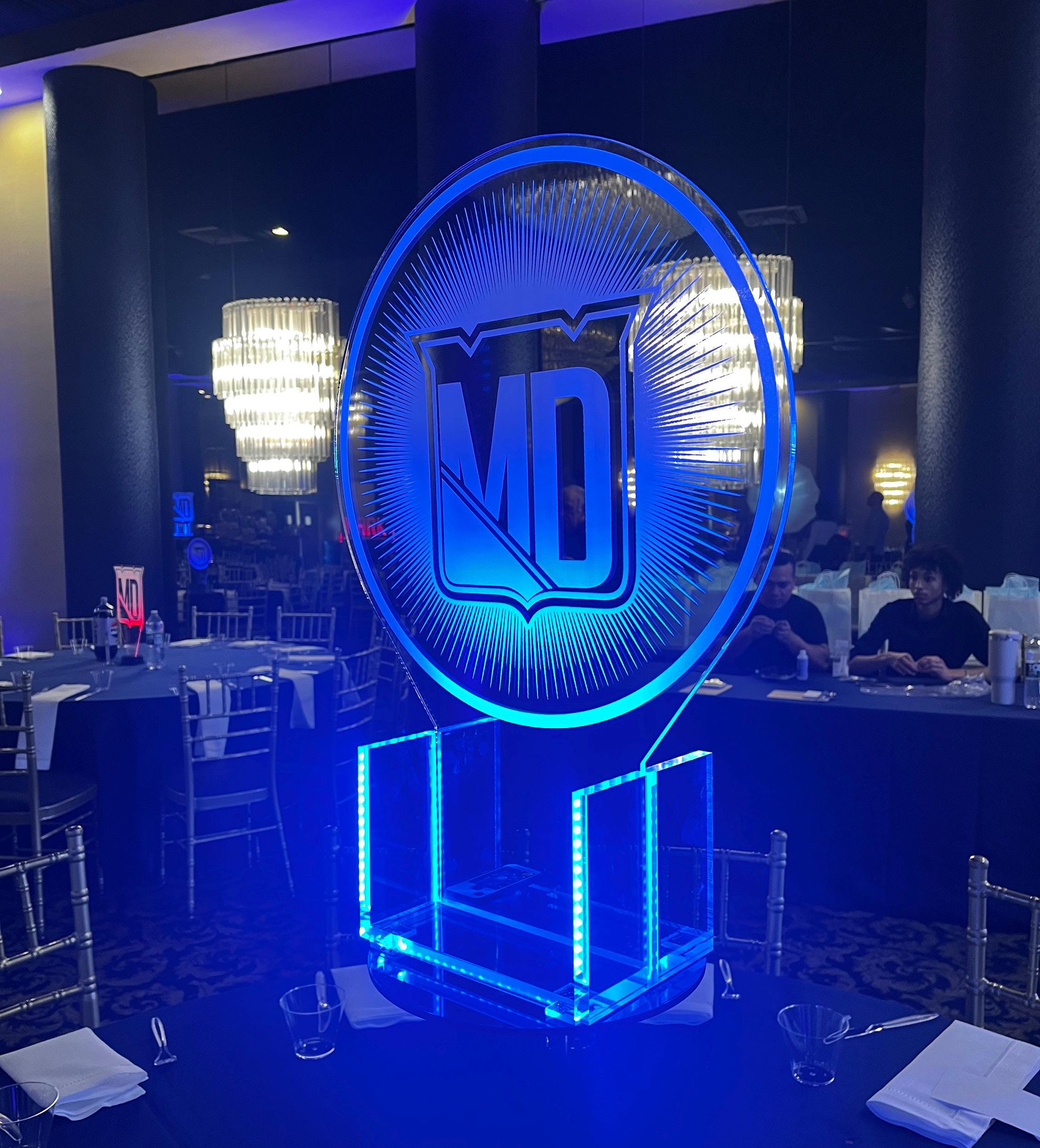 Custom Made LED Acrylic Light up Centerpieces - Create Your Own Logo or ...