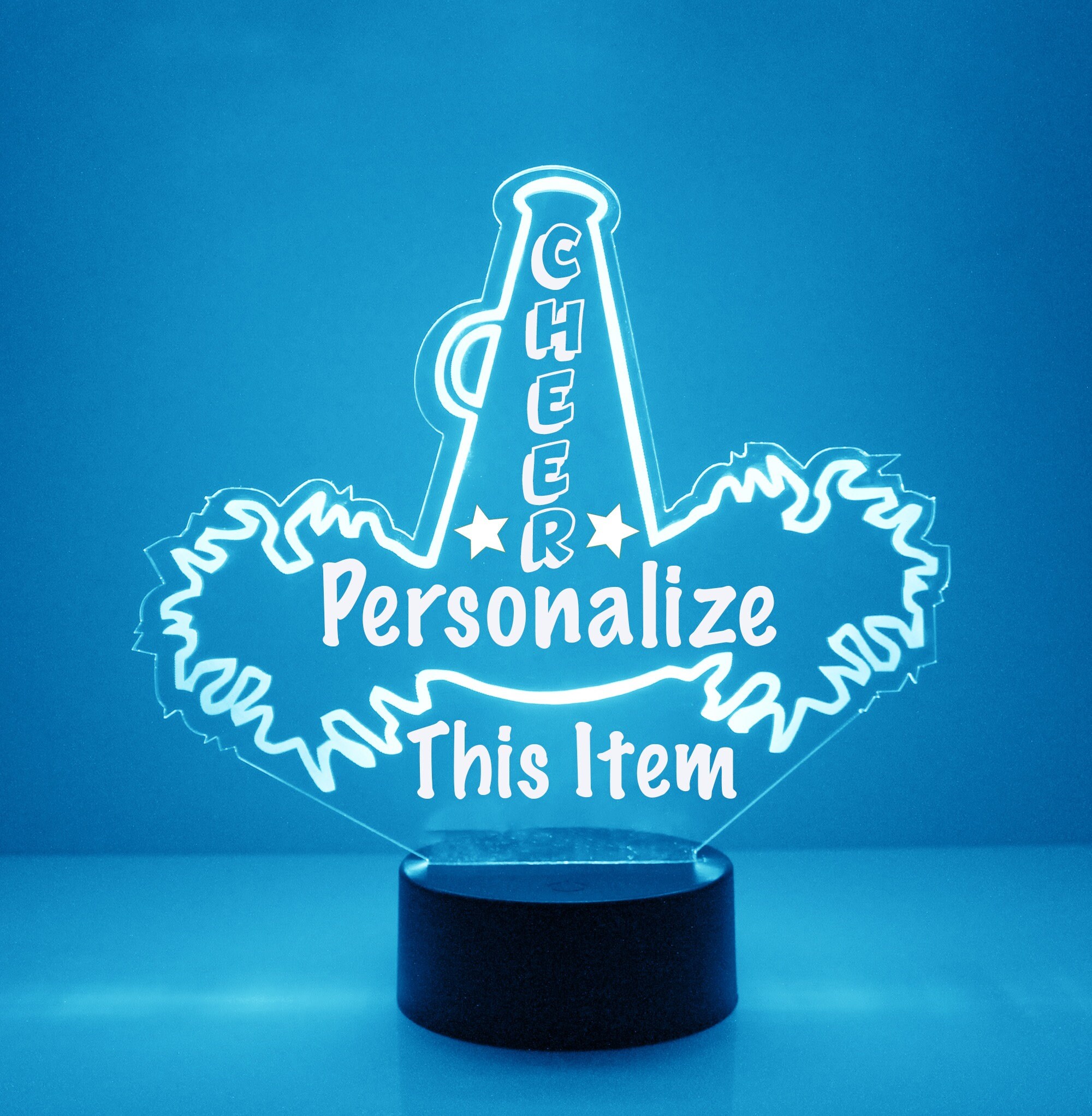 Cheerleader Megaphone Night Light, Personalized Free, LED Night Lamp ...