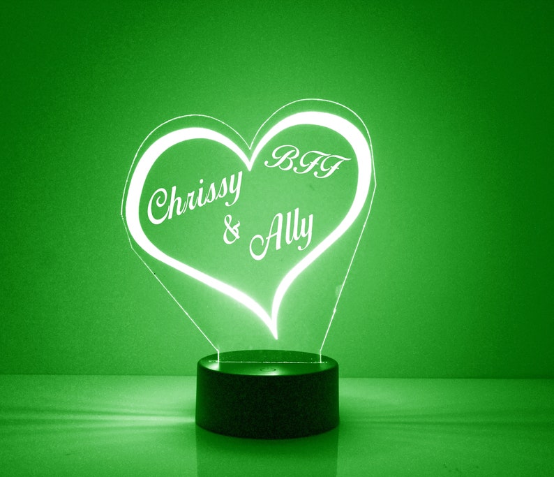 Heart Shape Night Light, Personalized Free, LED Night Lamp, With Remote ...