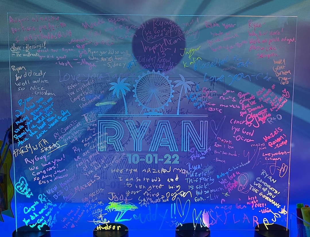 LED Neon Glow Bar/bat Mitzvah Sign in Board, Laser Engraved for ...