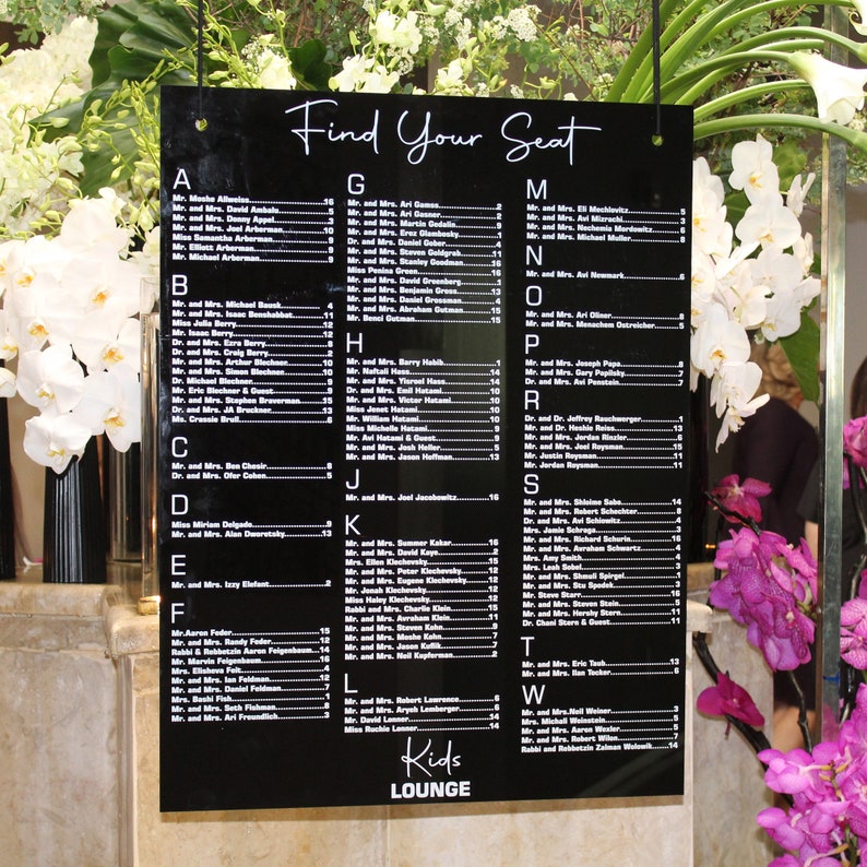 Custom Made Acrylic Seating Chart, Wedding Seating Chart, Find Your ...