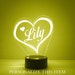 Heart Shape Night Light, Personalized Free, LED Night Lamp, With Remote ...