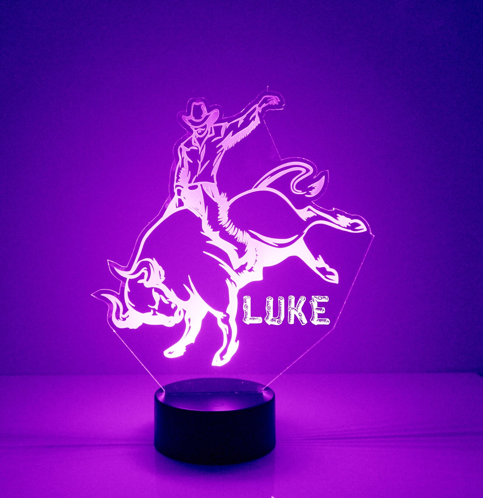 Bull Rider, Cowboy Light, Personalized Free, LED Night Lamp, With ...