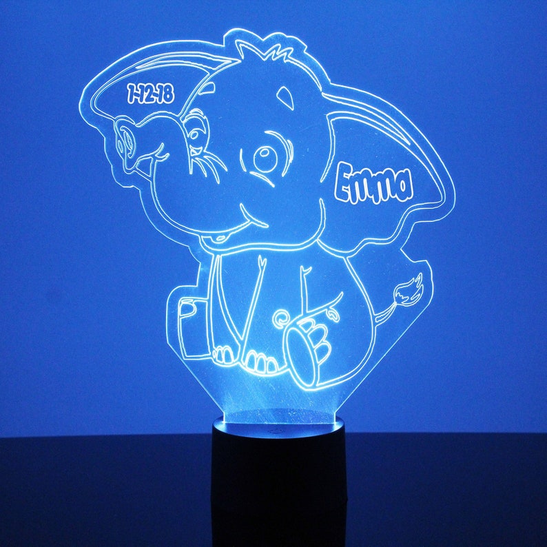 Baby Elephant Night Light Personalized Free LED Night Lamp - Etsy