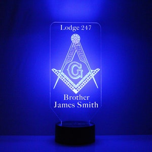 Masonic Symbol Night Light, Personalized Free, LED Night Lamp, With ...