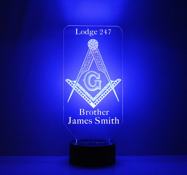 Masonic Symbol Night Light, Personalized Free, LED Night Lamp, With ...
