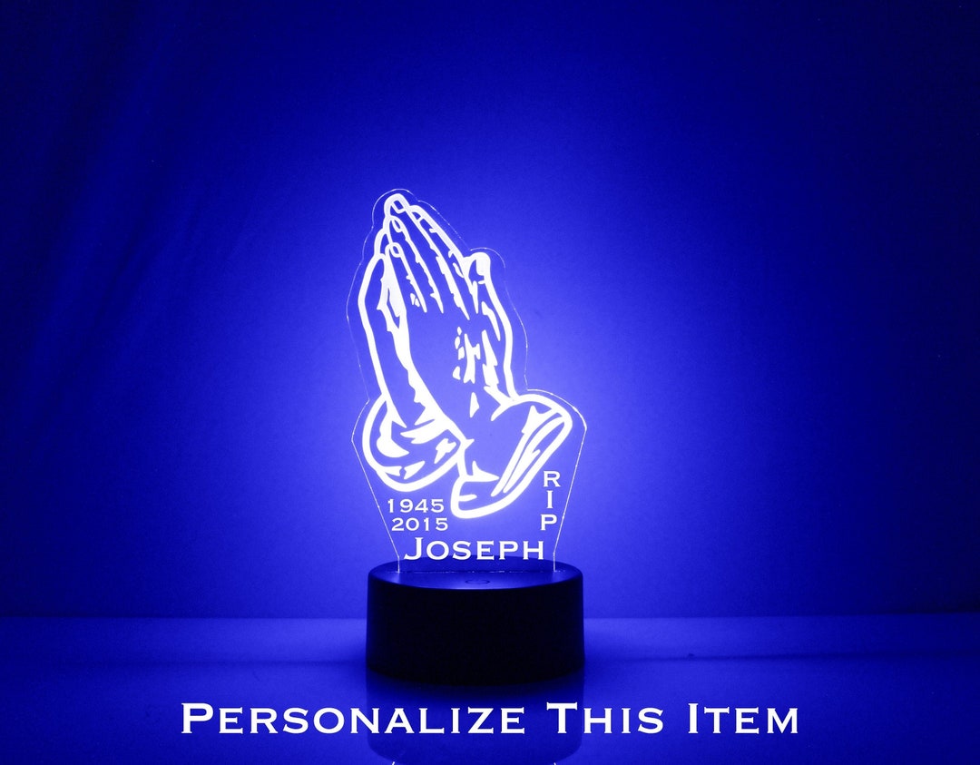 Praying Hands Night Light, Personalized Free, LED Night Lamp, With ...