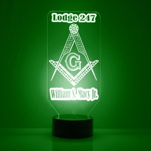 Masonic Symbol Night Light, Personalized Free, LED Night Lamp, With ...