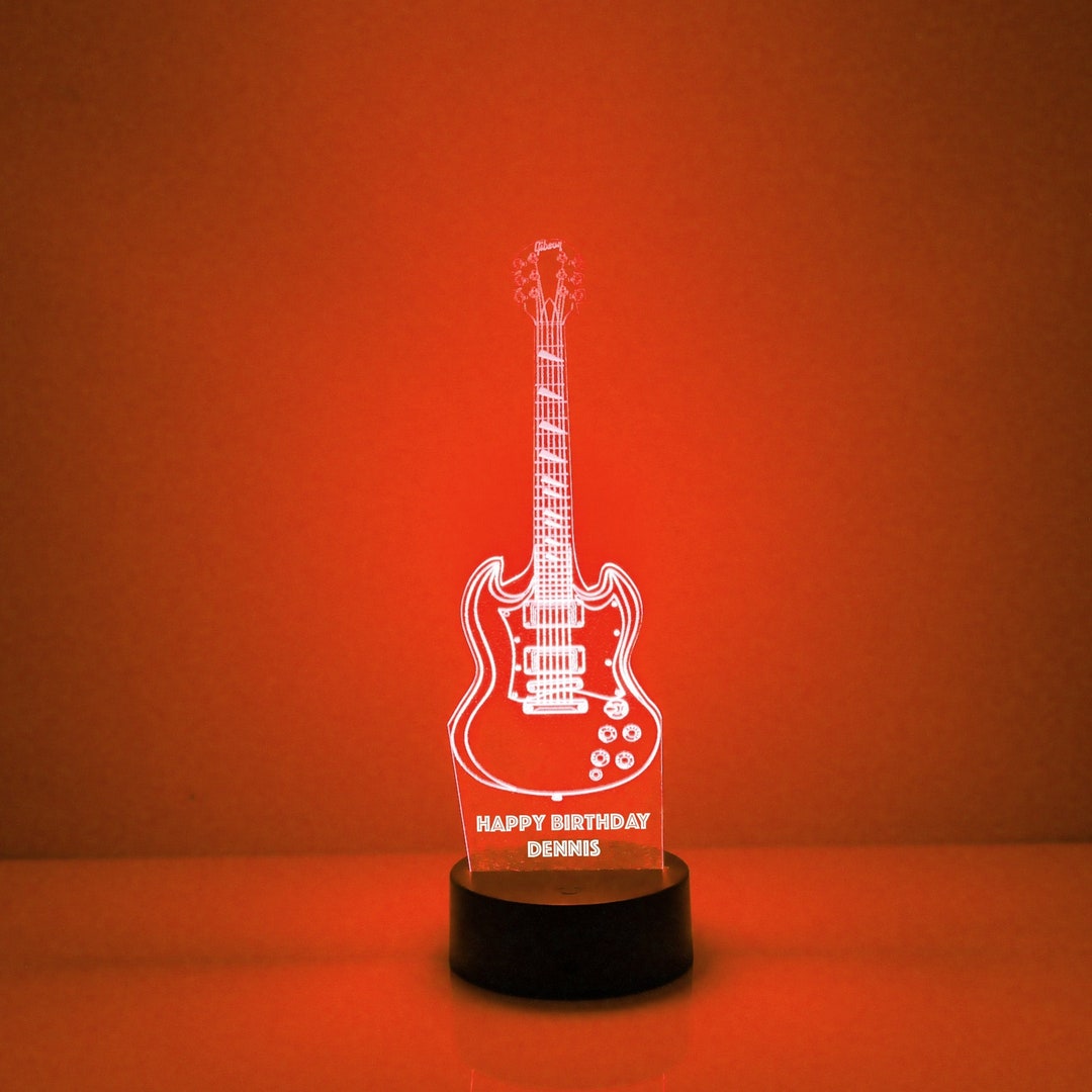 Guitar Night Light, Personalized Free, LED Night Lamp, With Remote ...