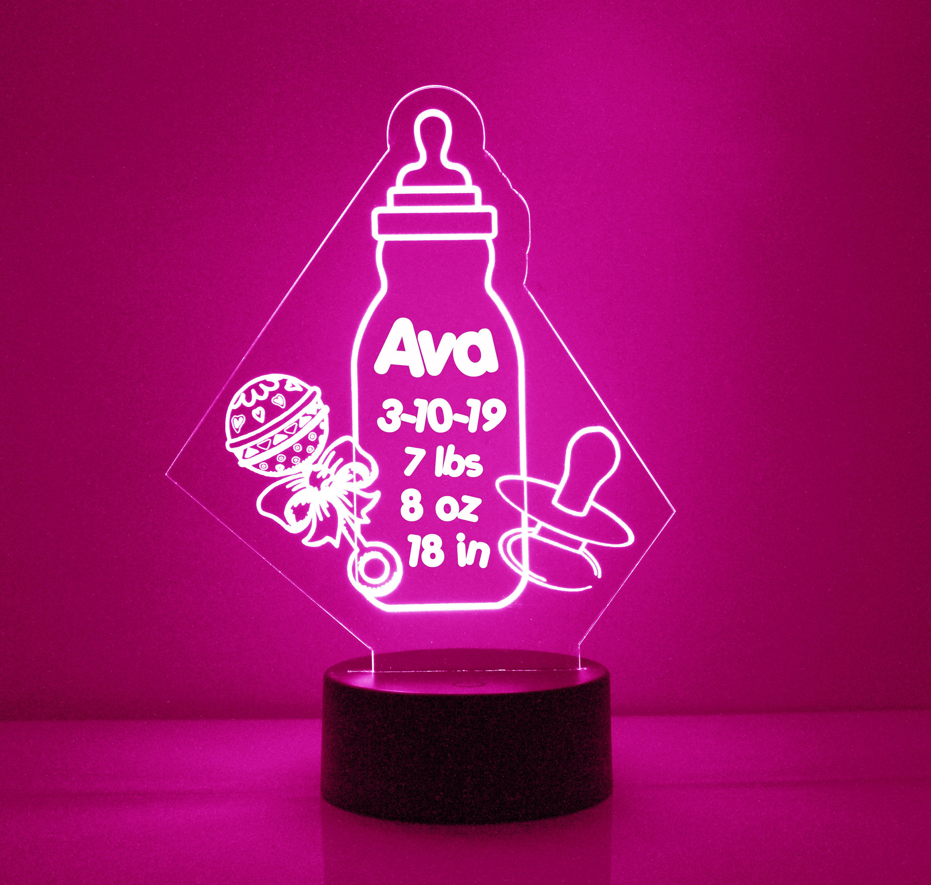 Baby Bottle Night Light Personalized Free LED Night Lamp - Etsy