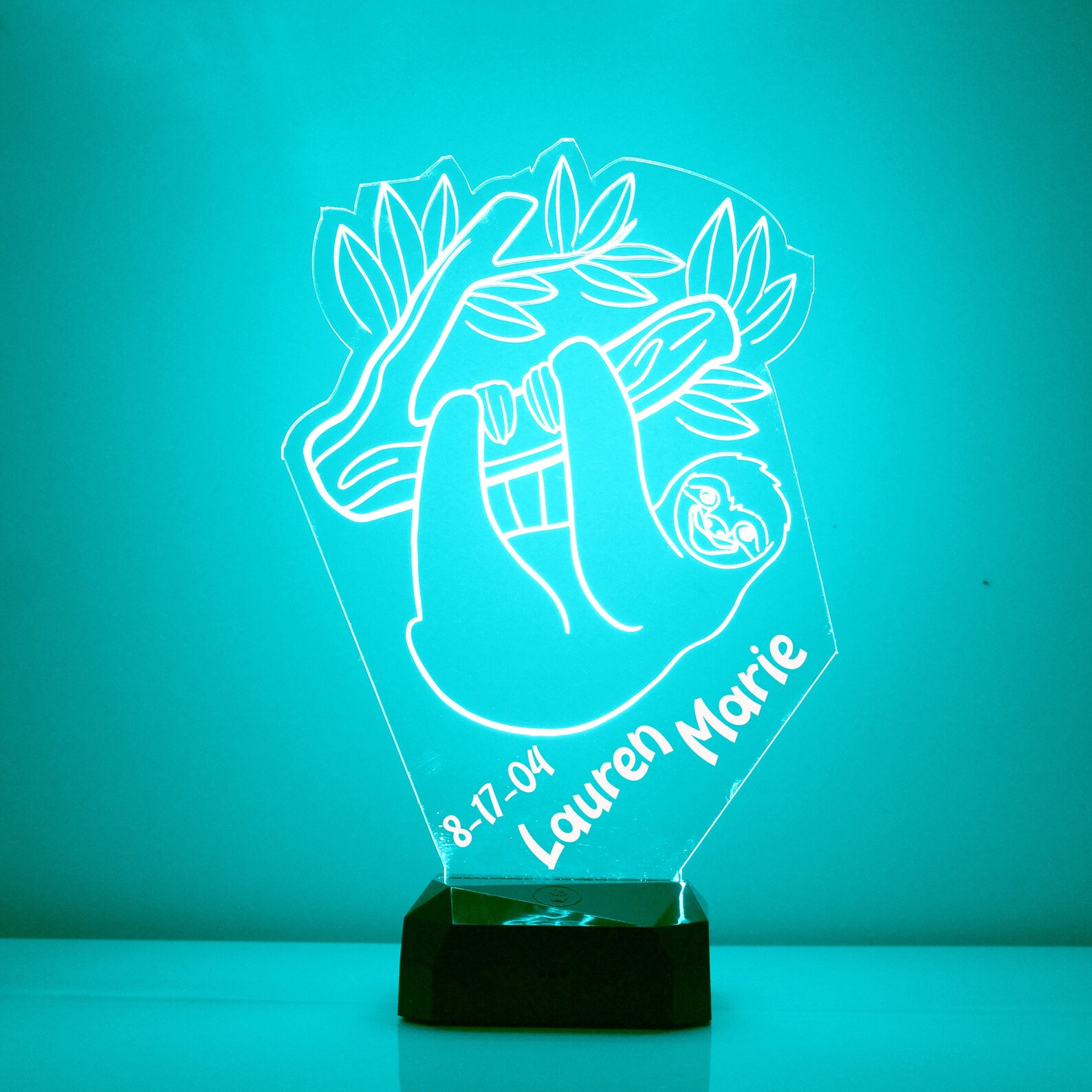 Sloth Night Light Personalized Free LED Night Lamp With | Etsy