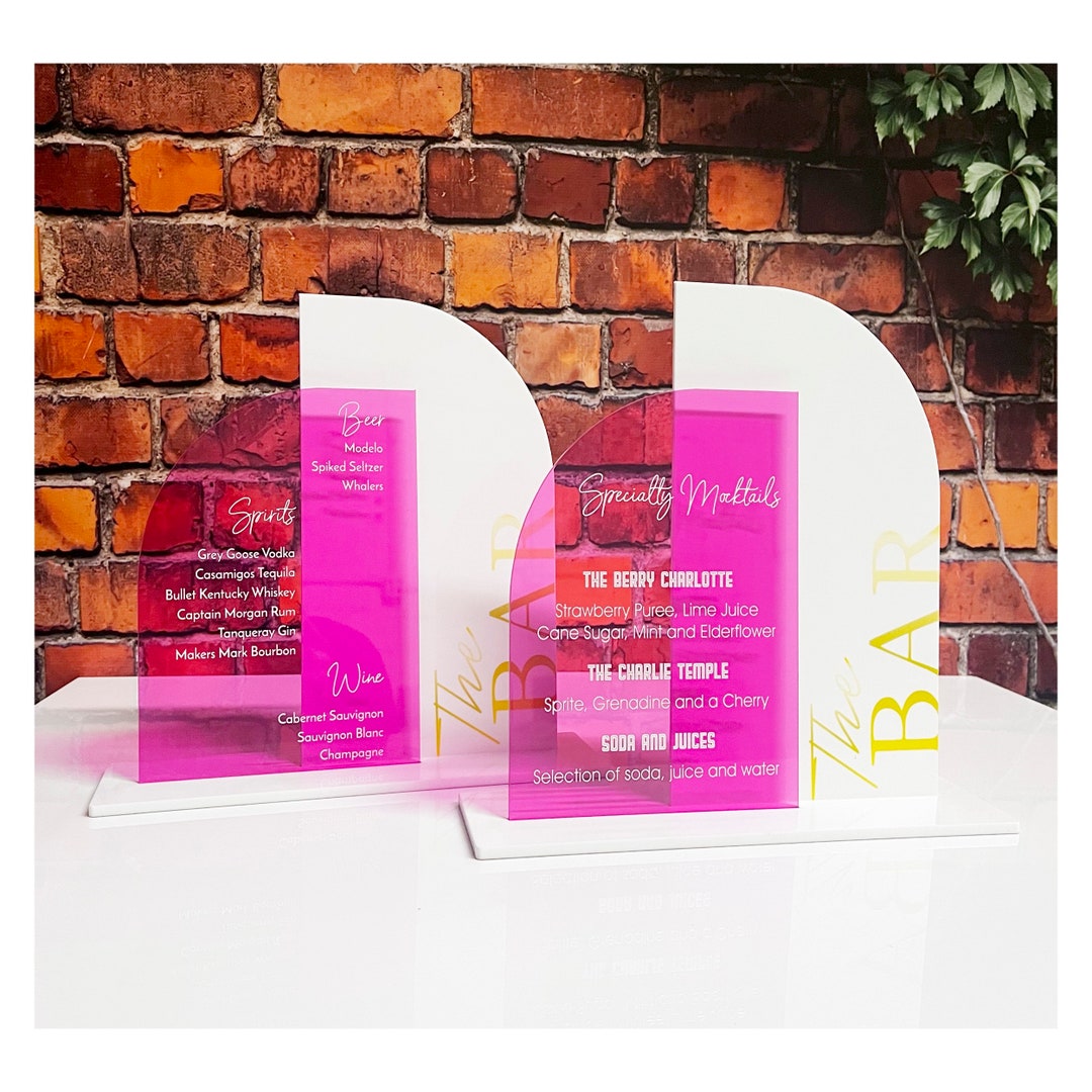 Custom Bar Menu, Bar Bat Mitzvah Event Décor, UV Printed Acrylic Menu ...