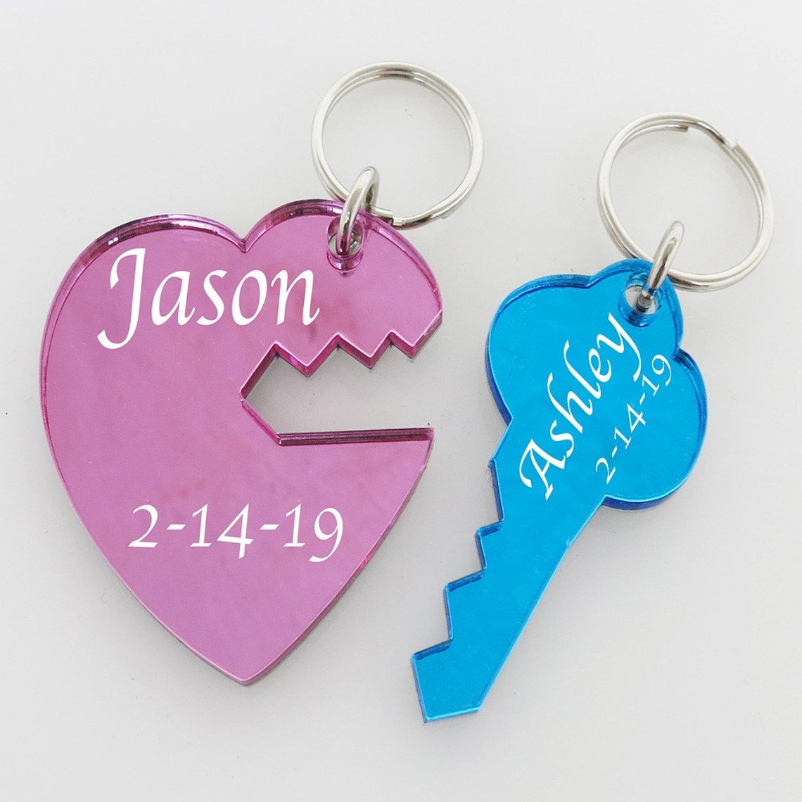 Personalized Heart Key Chain Engraved Acrylic Heart and | Etsy