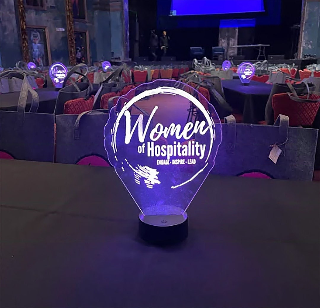 Custom Made LED Acrylic Light up Centerpieces - Create Your Own Logo or ...