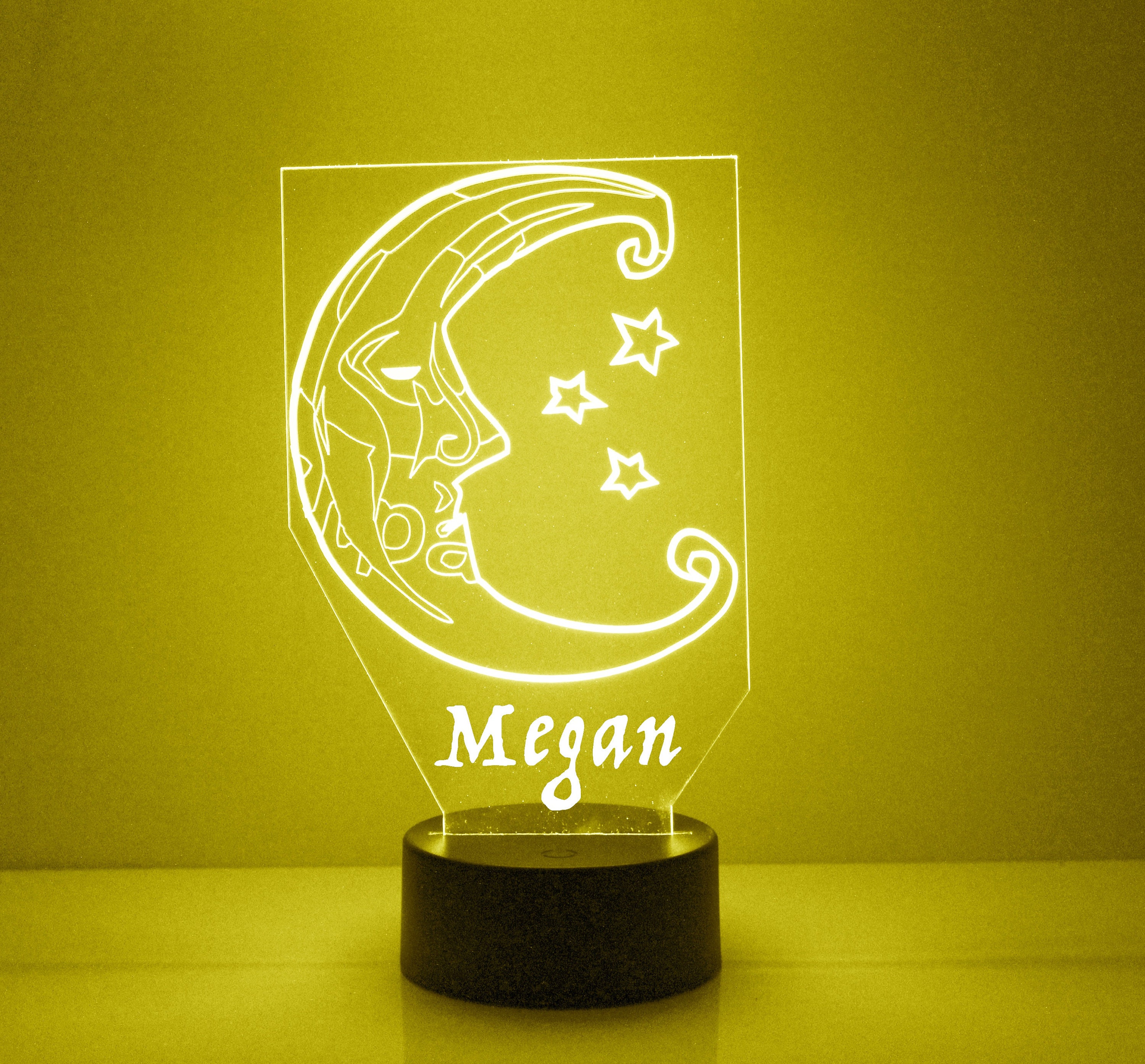 Crescent Moon and Stars Night Light, Personalized Free, LED Night Lamp ...