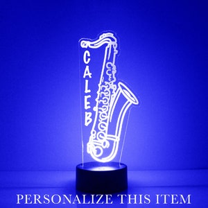 Saxophone Night Light, Personalized Free, LED Night Lamp, With Remote ...