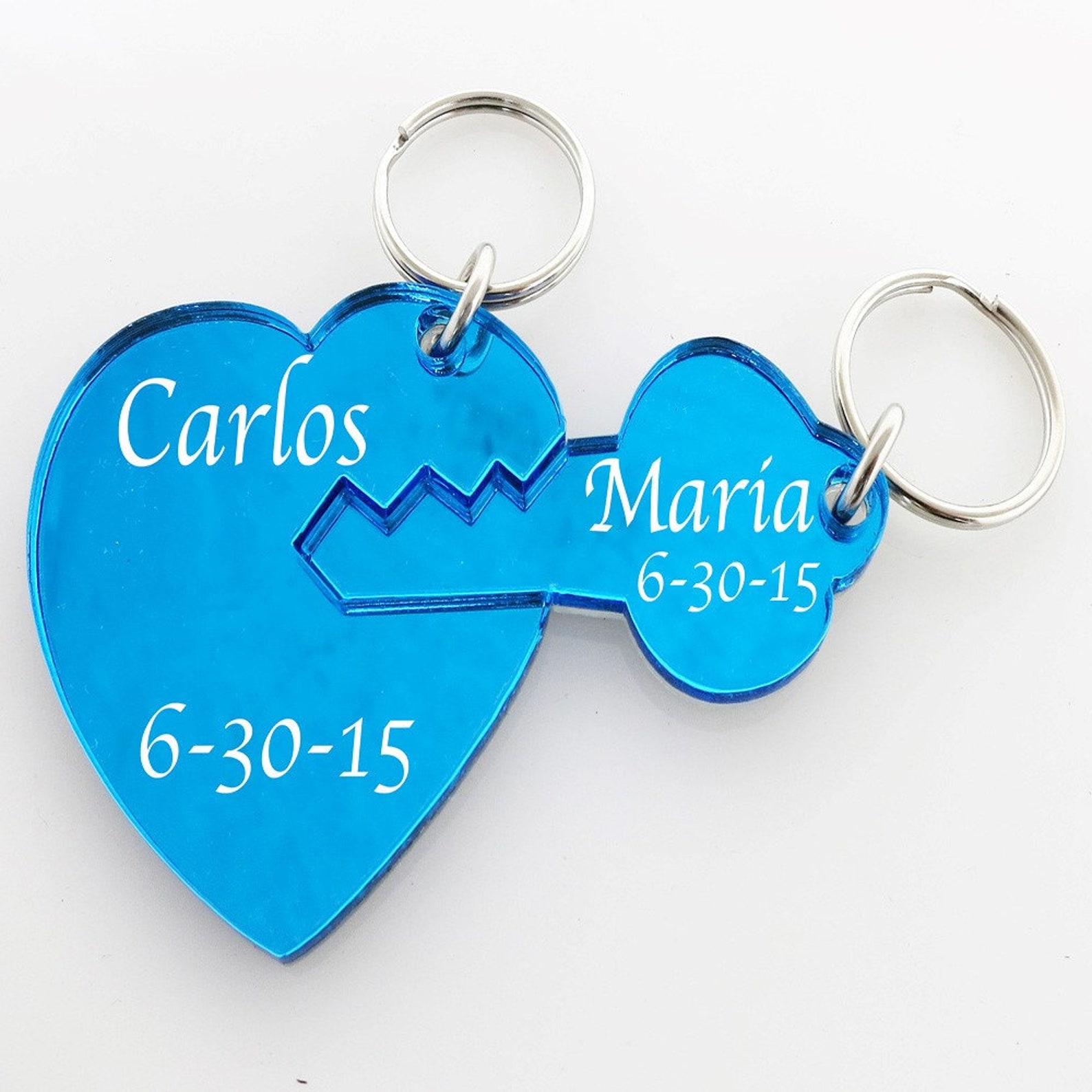 Personalized Heart Key Chain Engraved Acrylic Heart and - Etsy