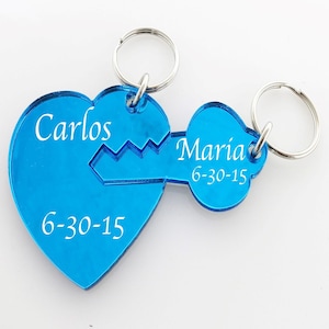 Personalized Heart Key Chain - Engraved Acrylic Heart and Keychain Set ...