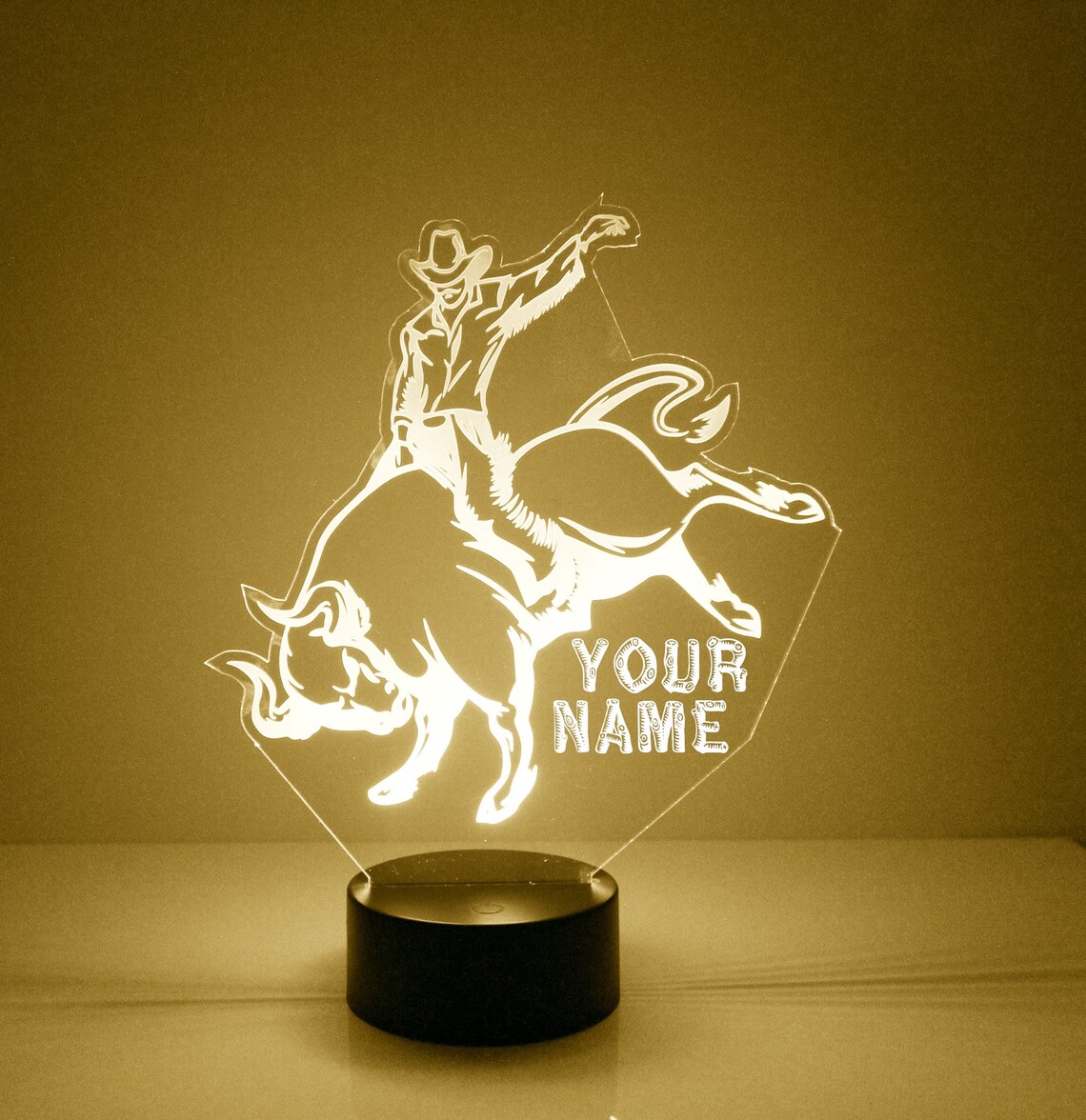 Bull Rider, Cowboy Light, Personalized Free, LED Night Lamp, With ...