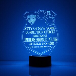 Police Department Night Light, Personalized Free, LED Night Lamp, With ...