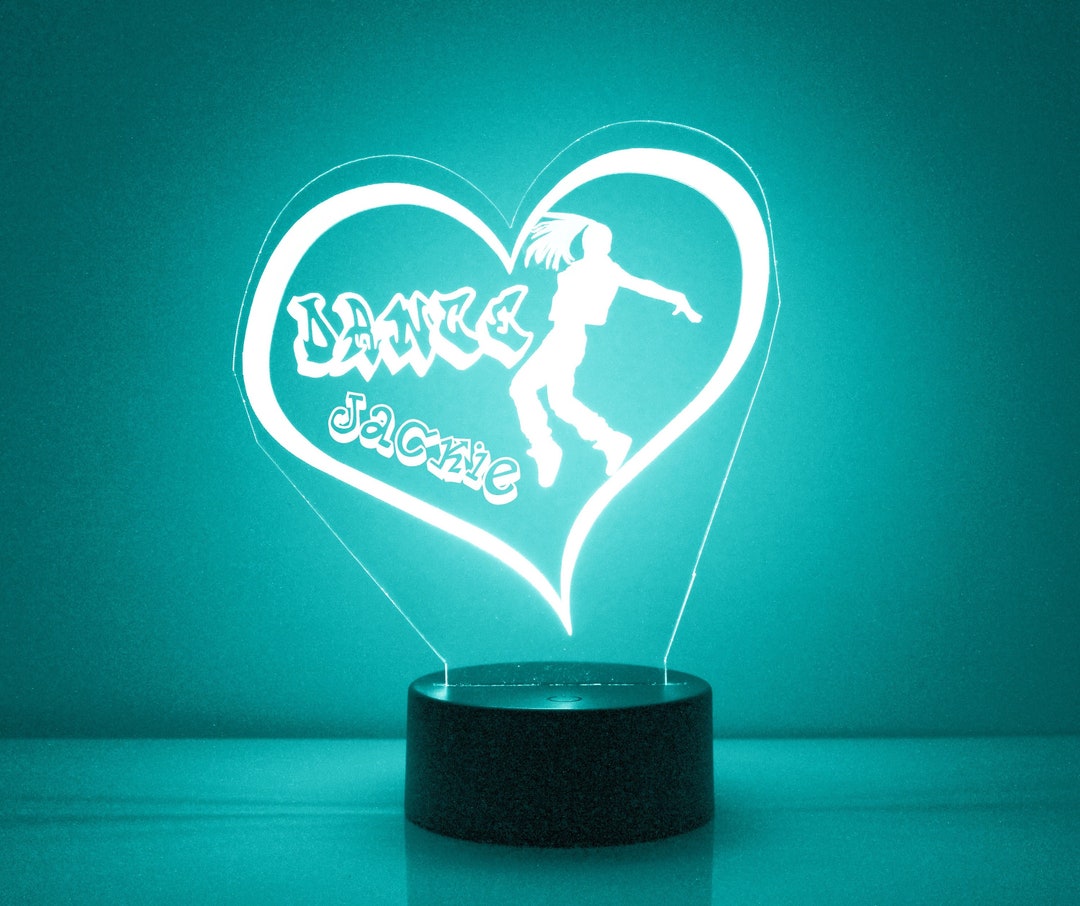 Dance Heart Night Light, Personalized Free, LED Night Lamp, With Remote ...