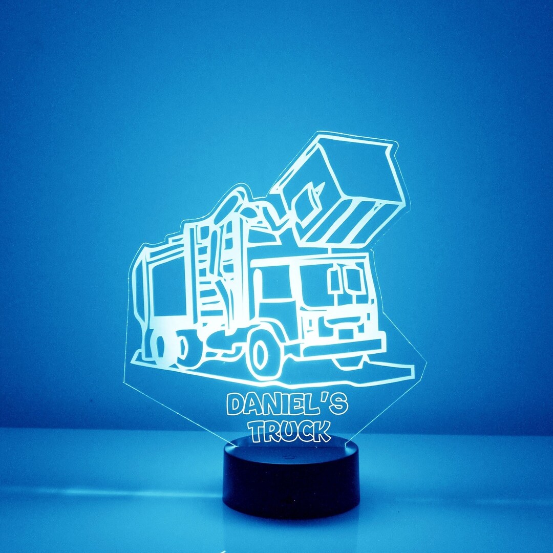 Garbage Truck Night Light, Personalized Free, LED Night Lamp, With ...