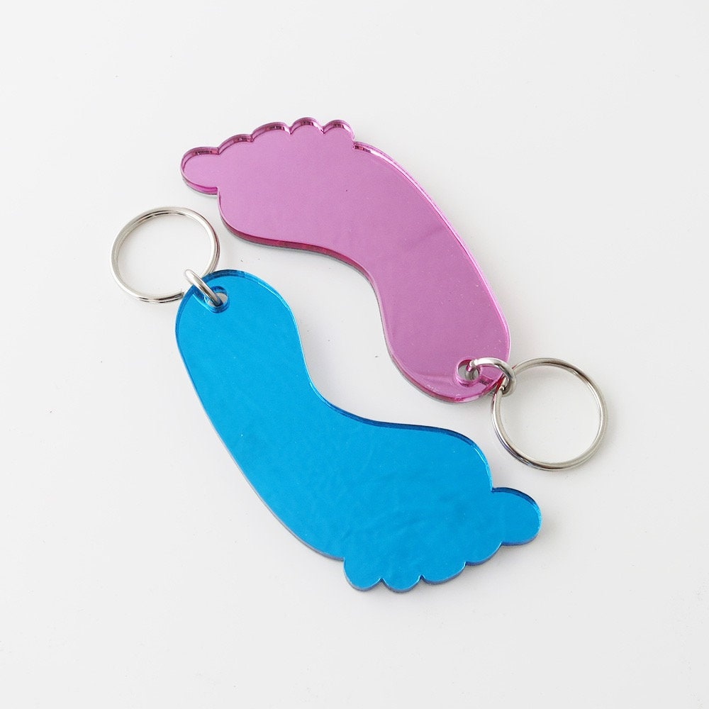 Personalized Baby Footprint Key Chain Engraved With Name - Etsy