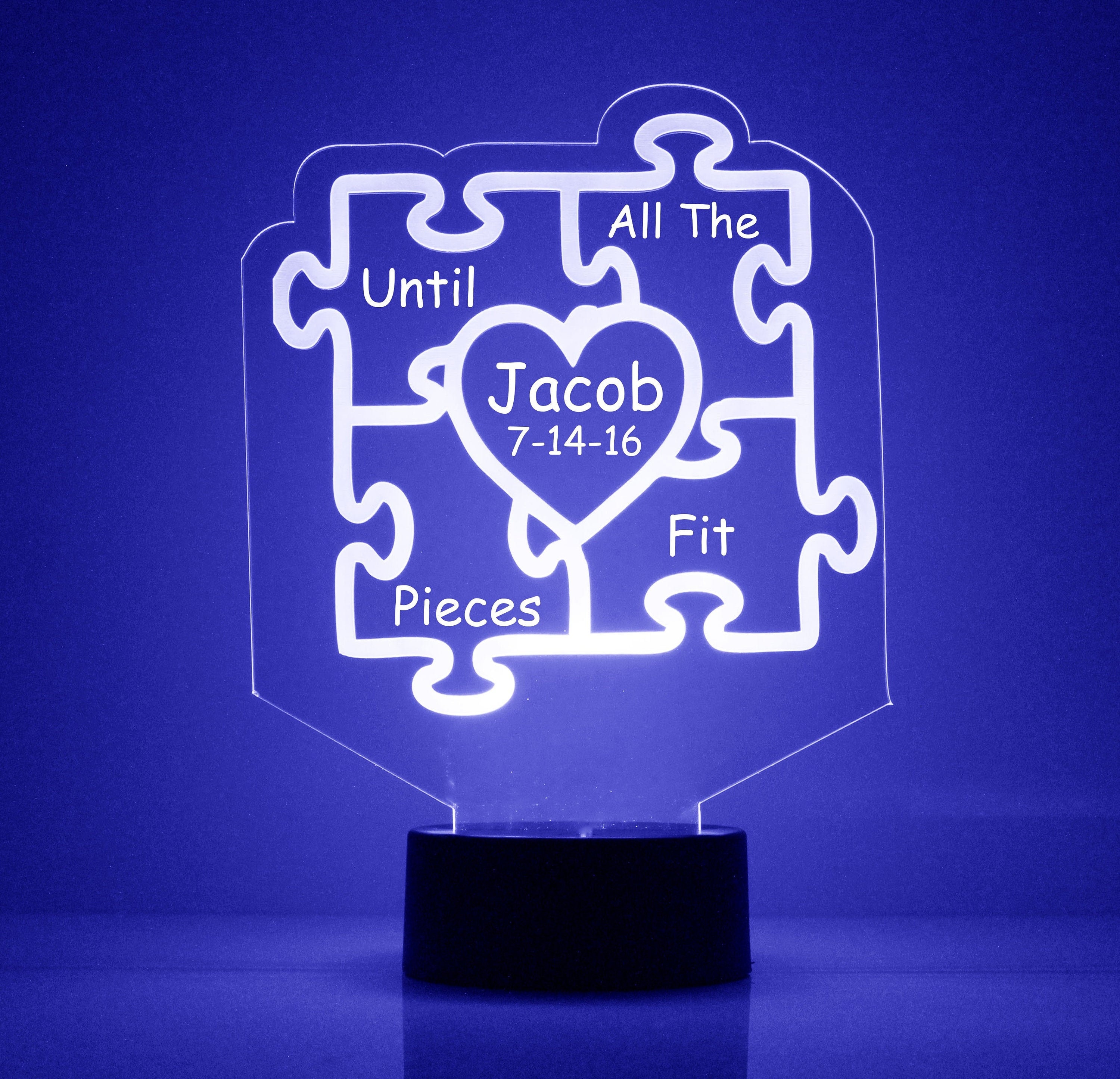 Autism Puzzle Piece Night Light Personalized Free LED Night - Etsy